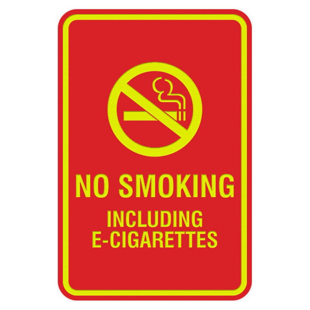 Portrait Round No Smoking Including E-Cigarettes Sign (Red/Yellow ...