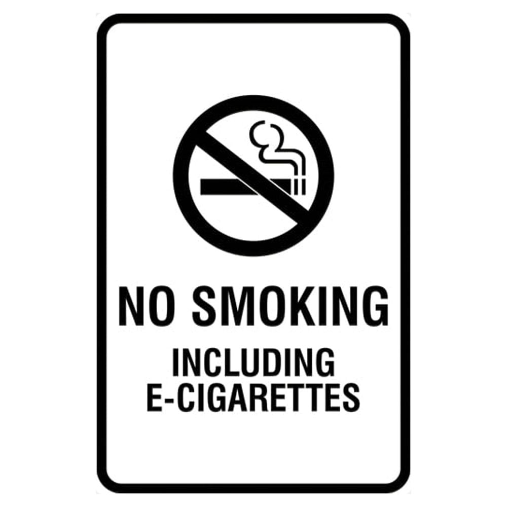 Portrait Round No Smoking Including E-Cigarettes Sign (White) - Large 6 ...