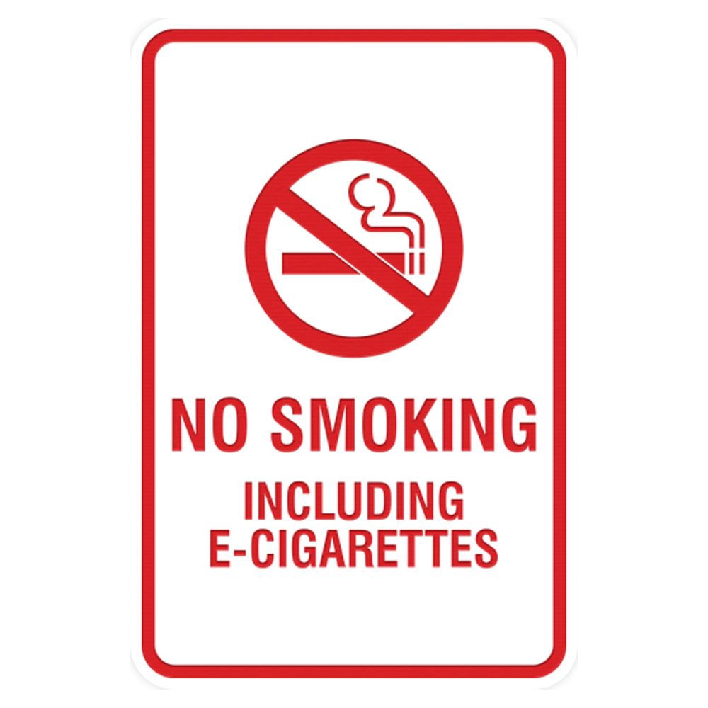 Portrait Round No Smoking Including E-Cigarettes Sign (White/Red ...