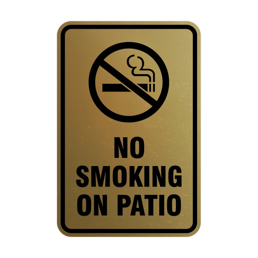 Portrait Round No Smoking On Patio Sign (Brushed Gold) - Medium 5" x 7 ...
