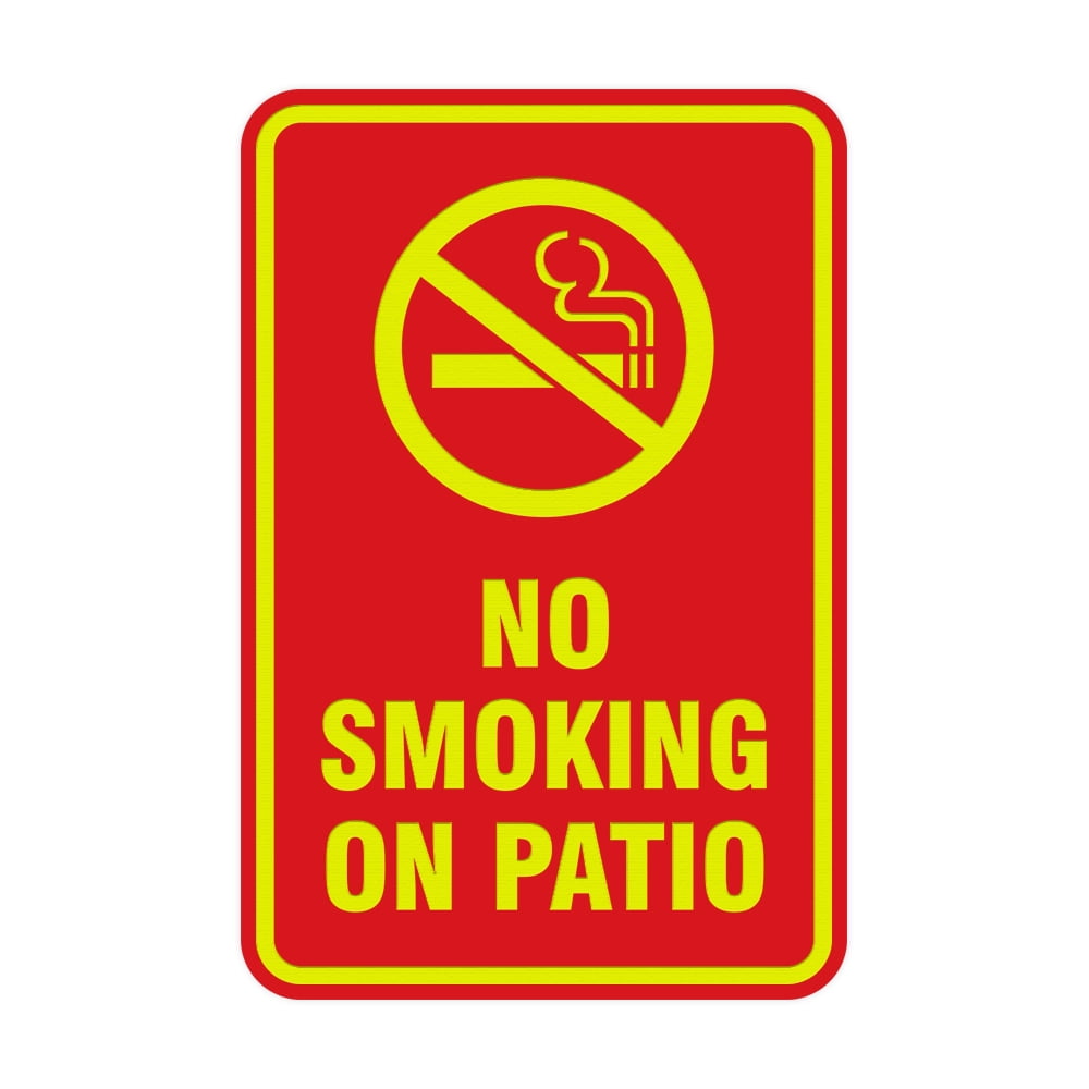 Portrait Round No Smoking On Patio Sign (Red/Yellow) - Large 6" x 8 ...