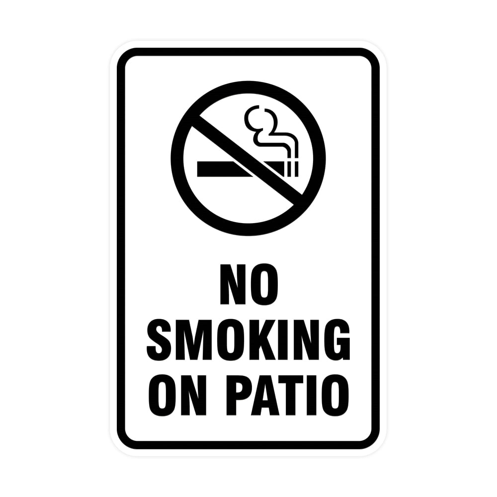Portrait Round No Smoking On Patio Sign (White) - Small 4" x 6 ...