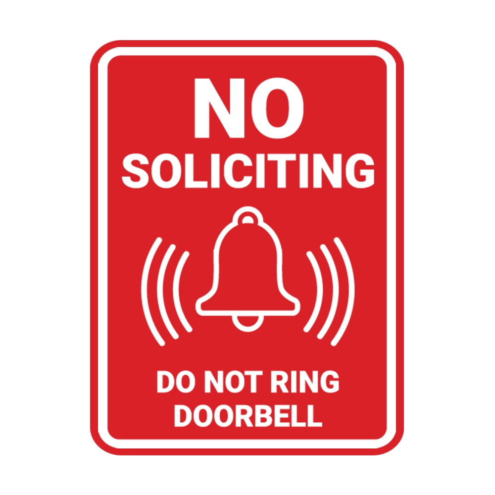 Portrait Round No Soliciting Do Not Ring Doorbell Sign (Red) - Small ...