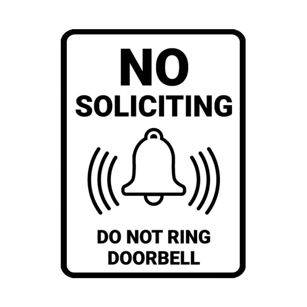 Portrait Round No Soliciting Do Not Ring Doorbell Sign (White) - Large ...