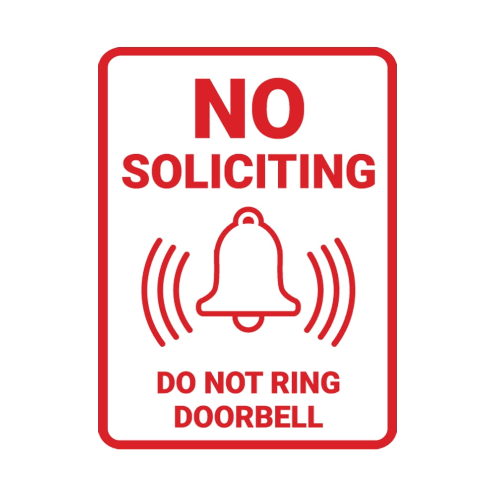 Portrait Round No Soliciting Do Not Ring Doorbell Sign (White/Red ...