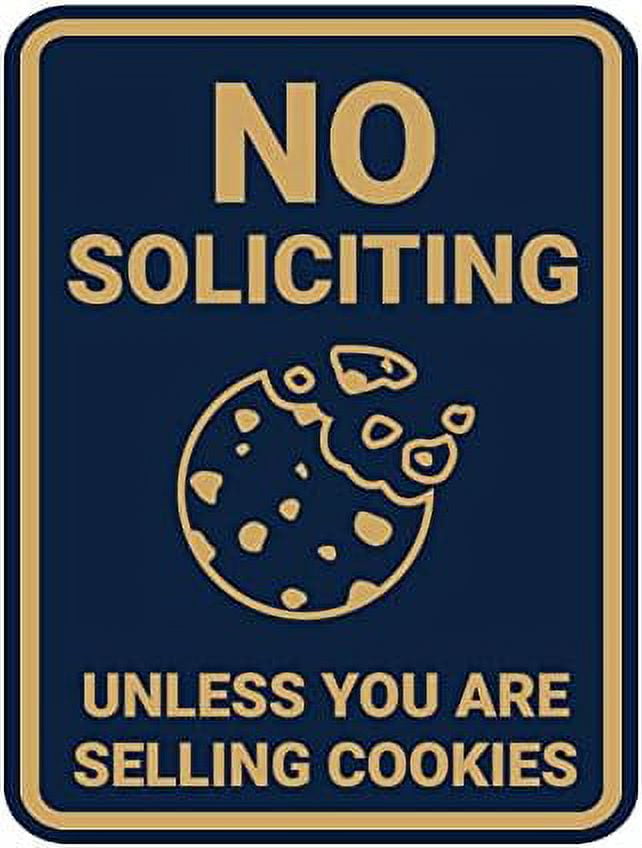 Portrait Round No Soliciting Unless You Are Selling Cookies Sign (Navy ...
