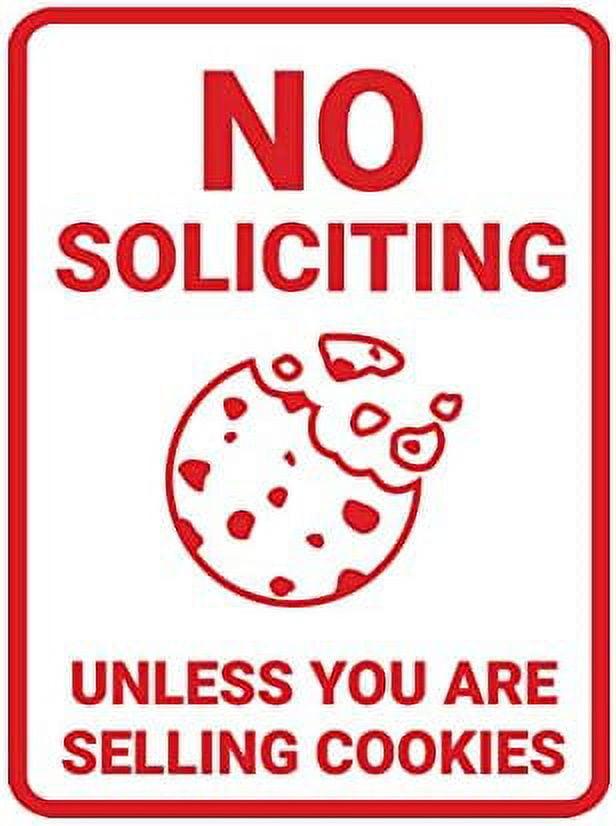 Portrait Round No Soliciting Unless You Are Selling Cookies Sign (White ...