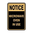 Portrait Round Notice Microwave Oven In Use Sign (Black Gold) - Large 6 ...