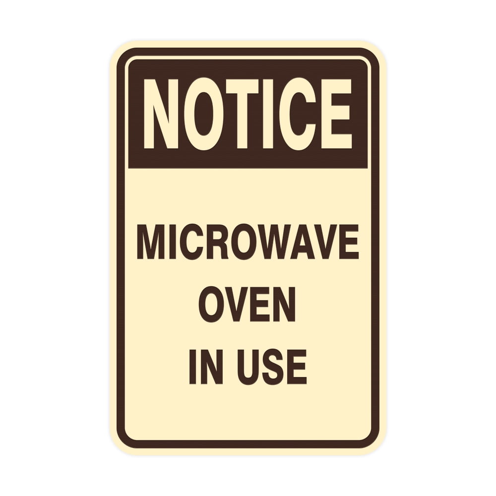 Portrait Round Notice Microwave Oven In Use Sign (Ivory/Dark Brown ...