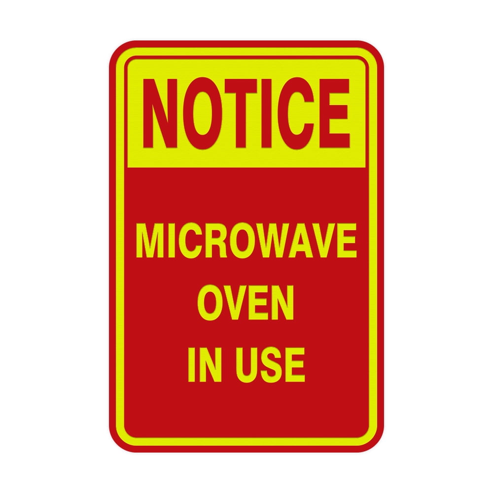 Portrait Round Notice Microwave Oven In Use Sign (Red/Yellow) - Large 6 ...