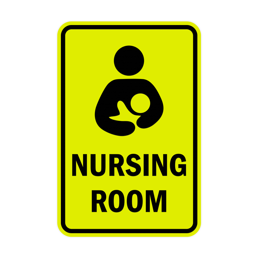Portrait Round Nursing Room Sign (Yellow / Black) - Large 6" x 8 ...