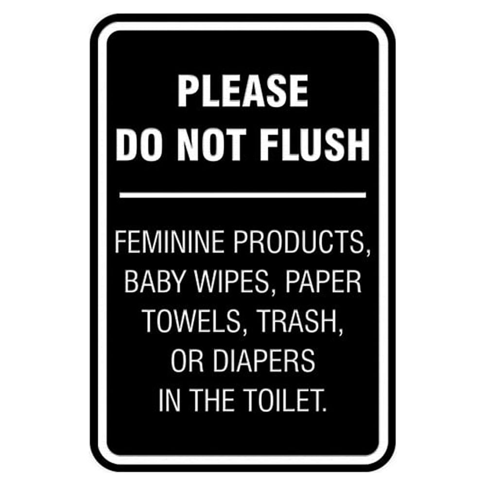 Portrait Round Please Do Not Flush Etiquette Sign (Black) - Large 6" x ...