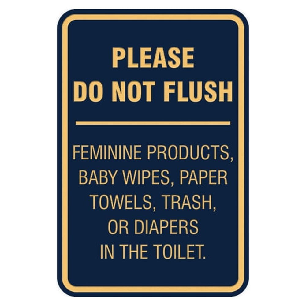 Portrait Round Please Do Not Flush Etiquette Sign (Brushed Gold ...