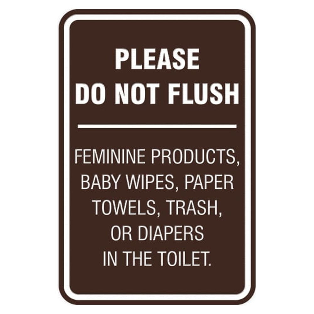 Portrait Round Please Do Not Flush Etiquette Sign (Dark Brown) - Large ...