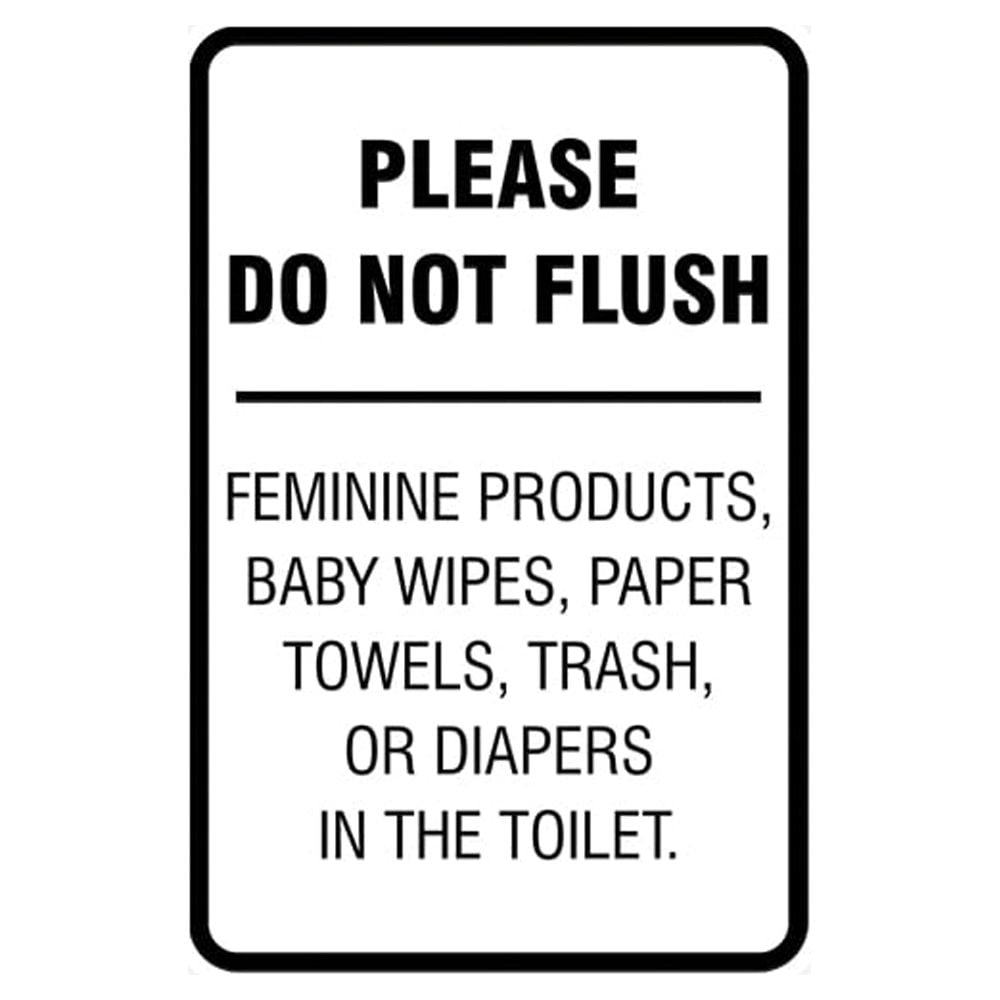 Portrait Round Please Do Not Flush Etiquette Sign (White) - Large 6" x ...