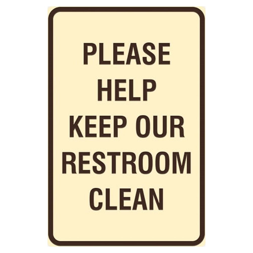 Portrait Round Please Help Keep Our Restroom Clean Sign (Ivory/Dark ...