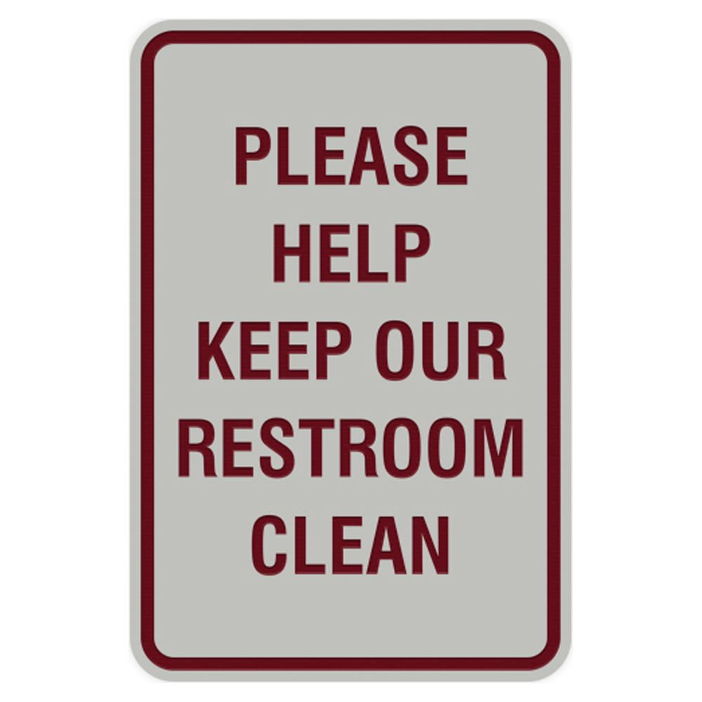 Portrait Round Please Help Keep Our Restroom Clean Sign (Light Grey ...