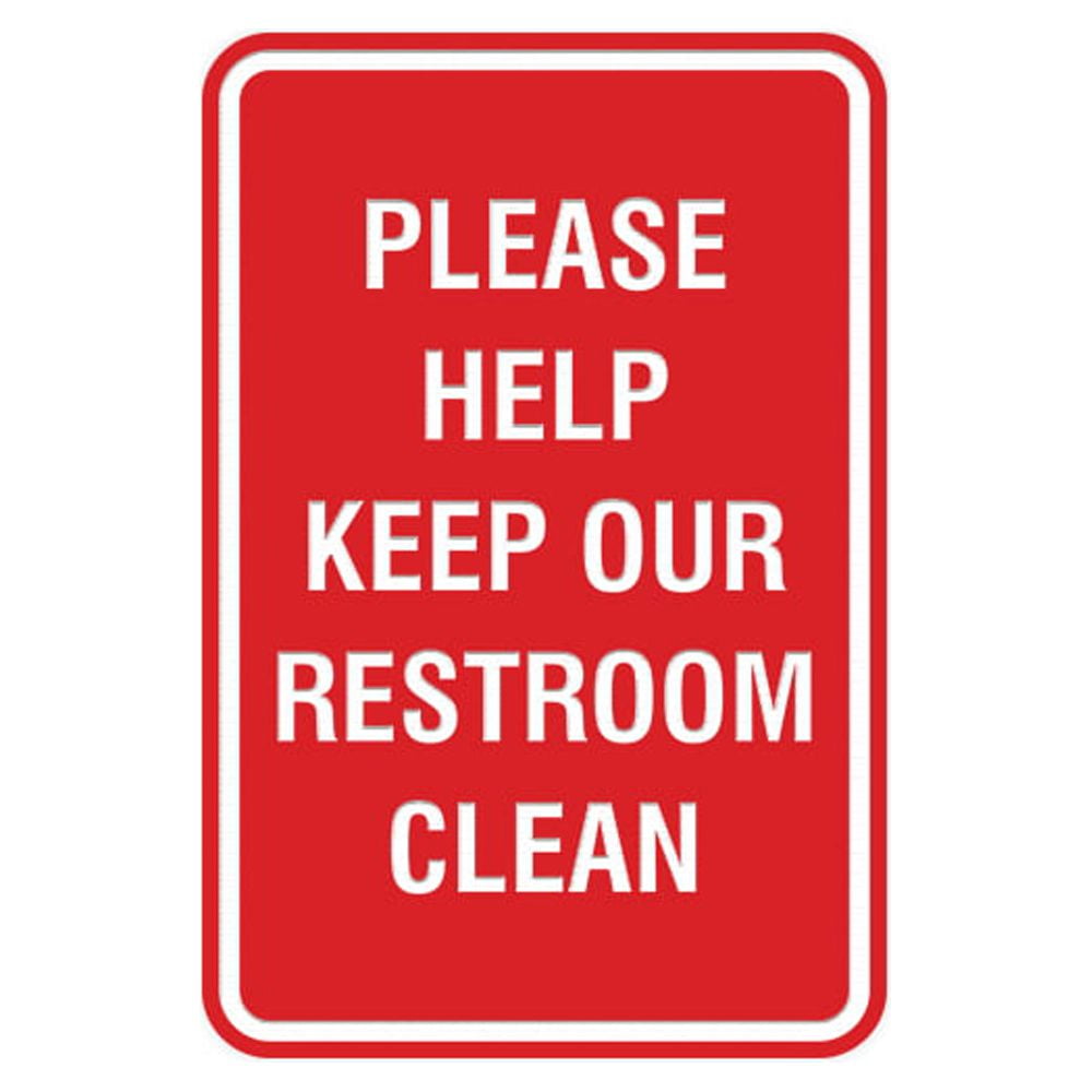Portrait Round Please Help Keep Our Restroom Clean Sign (Red) - Small 4 ...