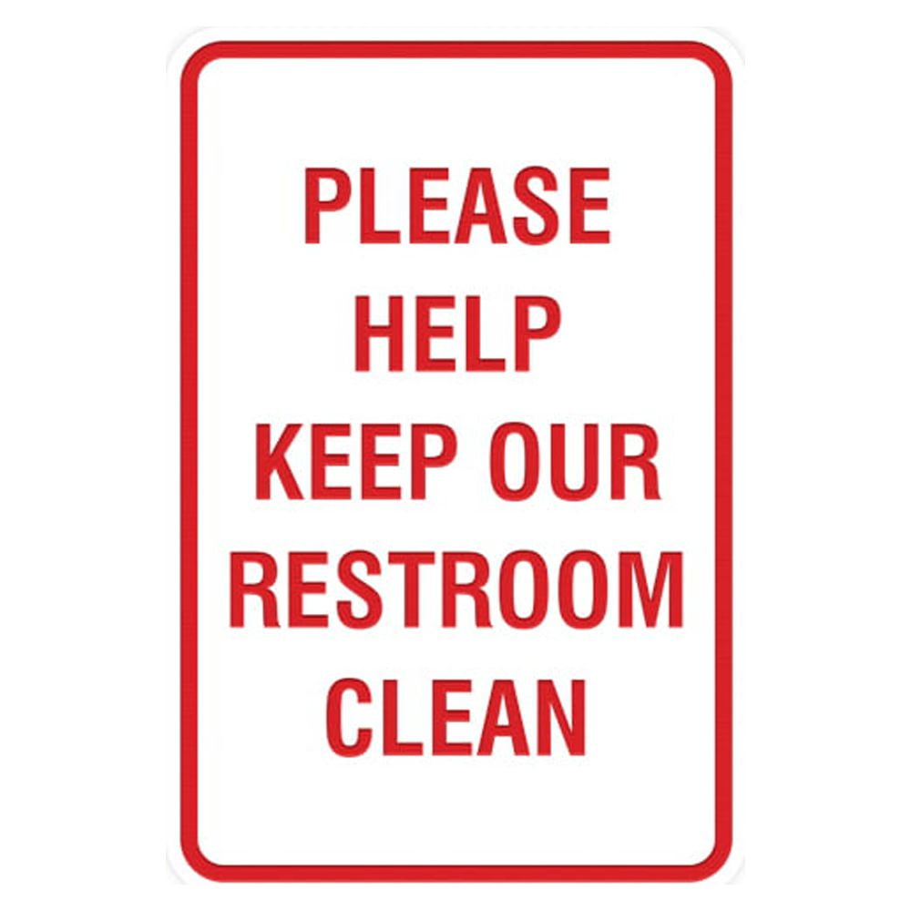 Portrait Round Please Help Keep Our Restroom Clean Sign (White/Red ...
