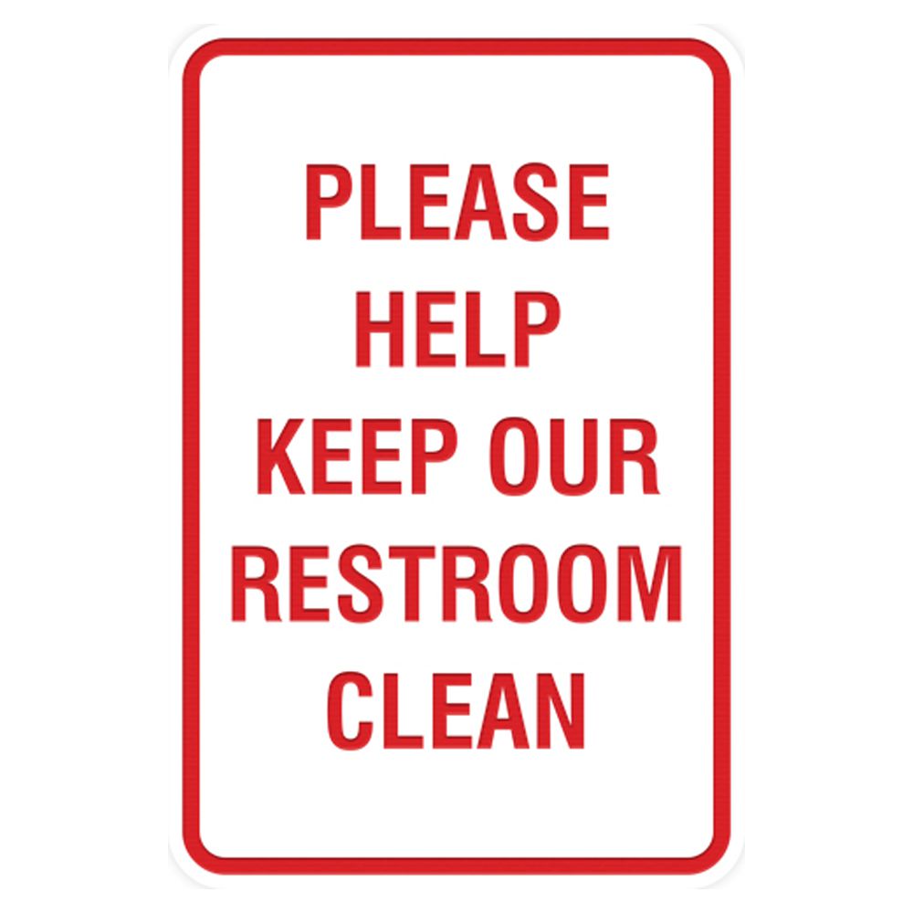 Portrait Round Please Help Keep Our Restroom Clean Sign (White/Red ...