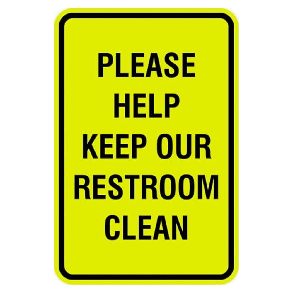 Portrait Round Please Help Keep Our Restroom Clean Sign (Yellow / Black ...
