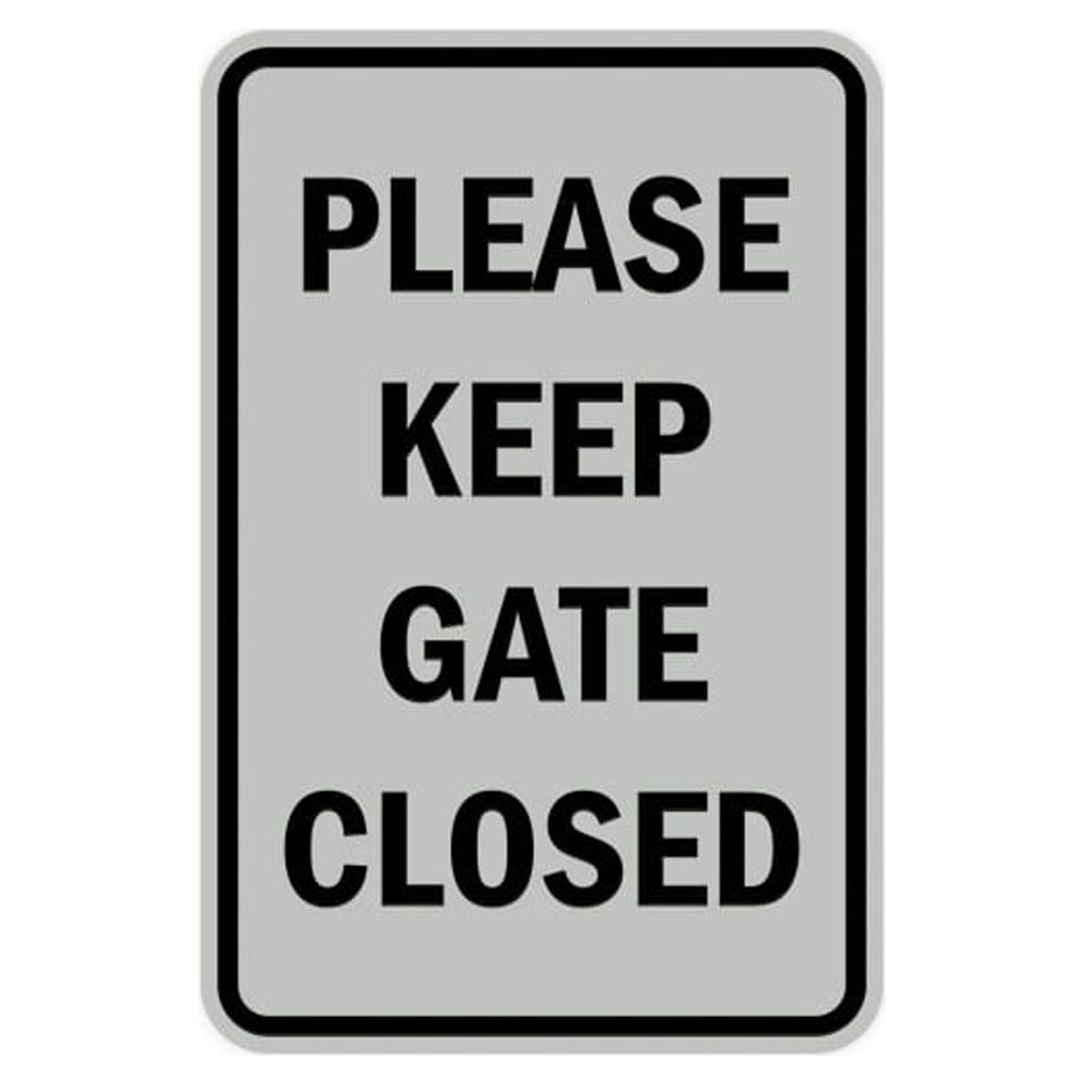 Portrait Round Please Keep Gate Closed Sign (Lt Gray) - Small 4" x 6 ...