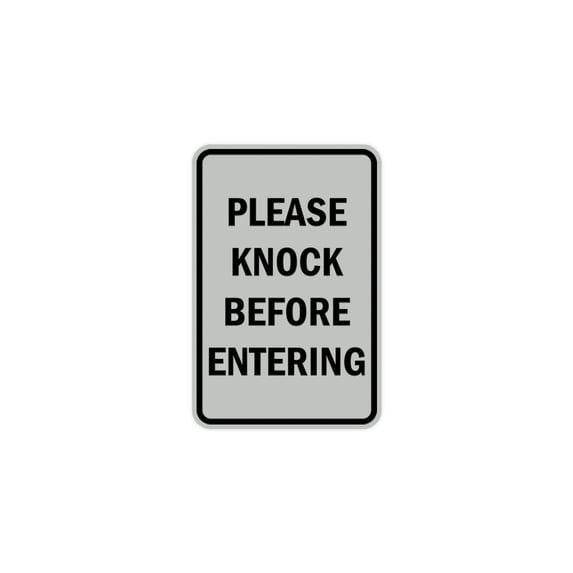Portrait Round Please Knock Before Entering Sign (Lt Gray) - Small 4" x ...