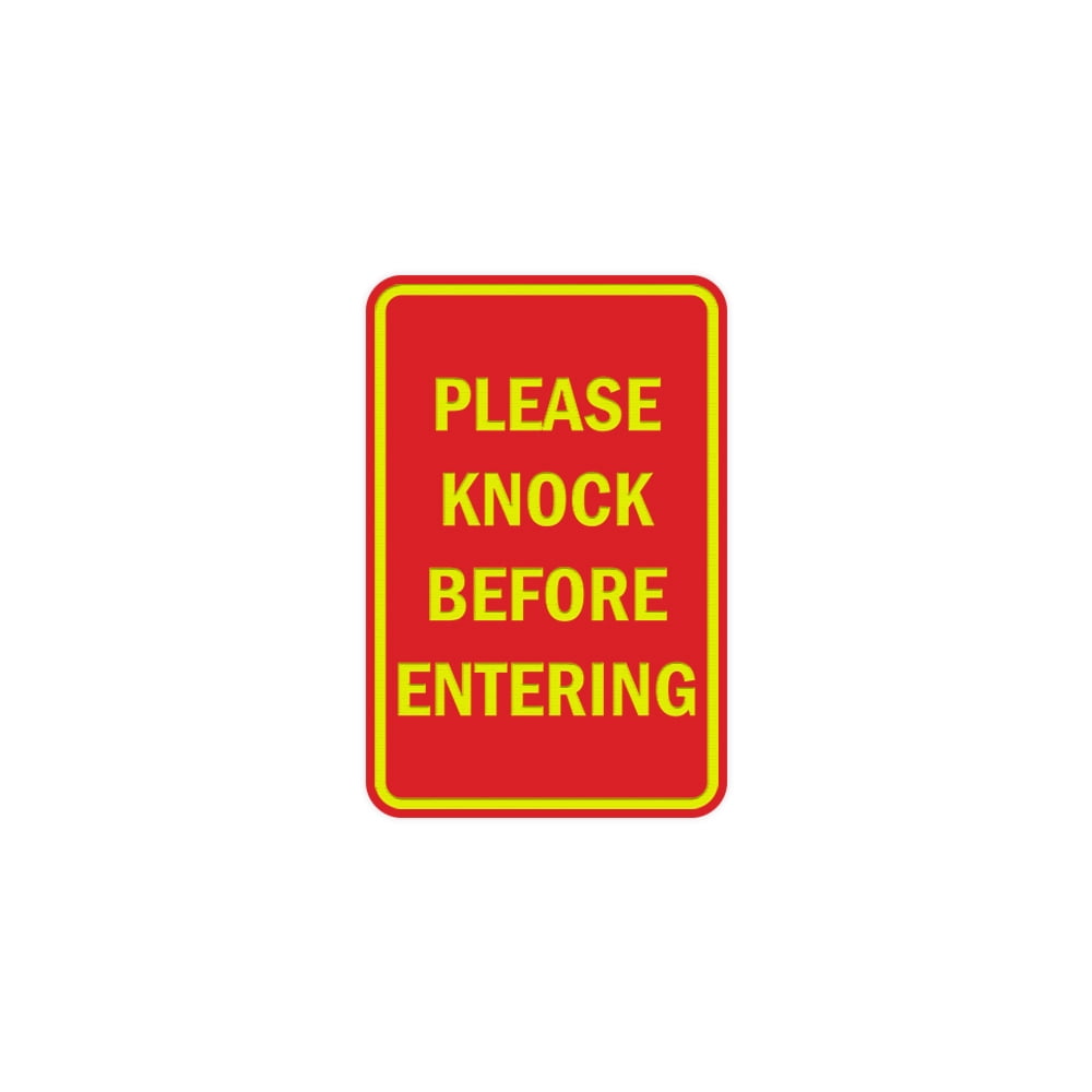 Portrait Round Please Knock Before Entering Sign (Red/Yellow) - Large 6 ...