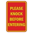 Portrait Round Please Knock Before Entering Sign (Red/Yellow) - Medium ...