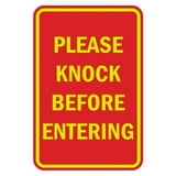 Portrait Round Please Knock Before Entering Sign (Red/Yellow) - Medium ...