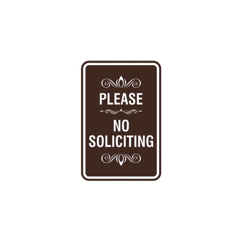 Portrait Round Please No Soliciting Sign (Dark Brown) - Small 4" x 6 ...