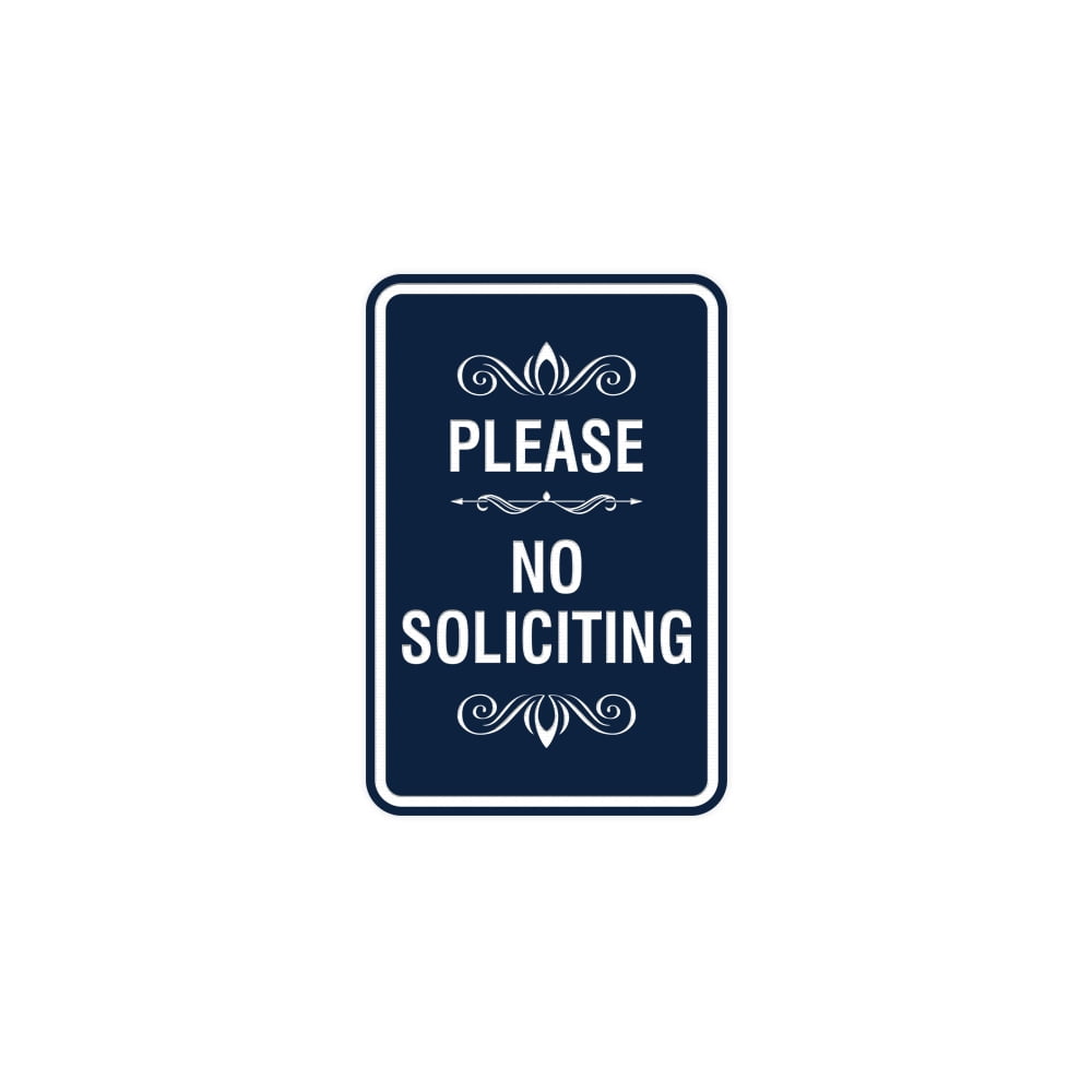 Portrait Round Please No Soliciting Sign (Navy Blue / White) - Large 6 ...