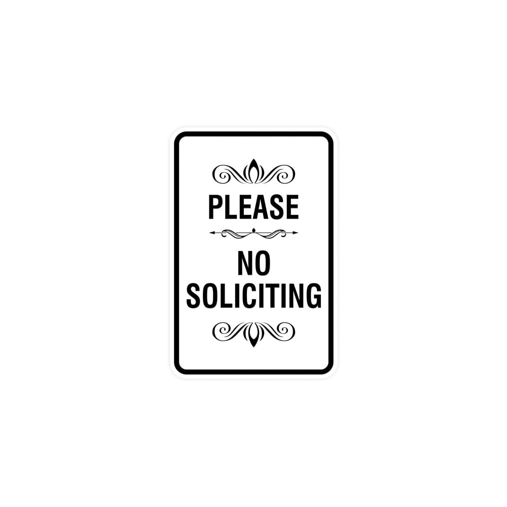 Portrait Round Please No Soliciting Sign (White) - Large 6" x 8 ...