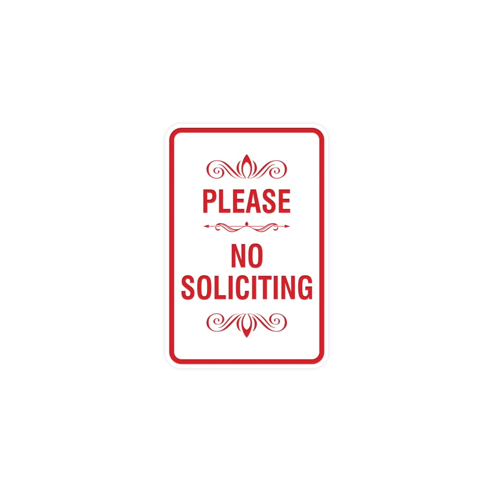 Portrait Round Please No Soliciting Sign (White/Red) - Large 6" x 8 ...