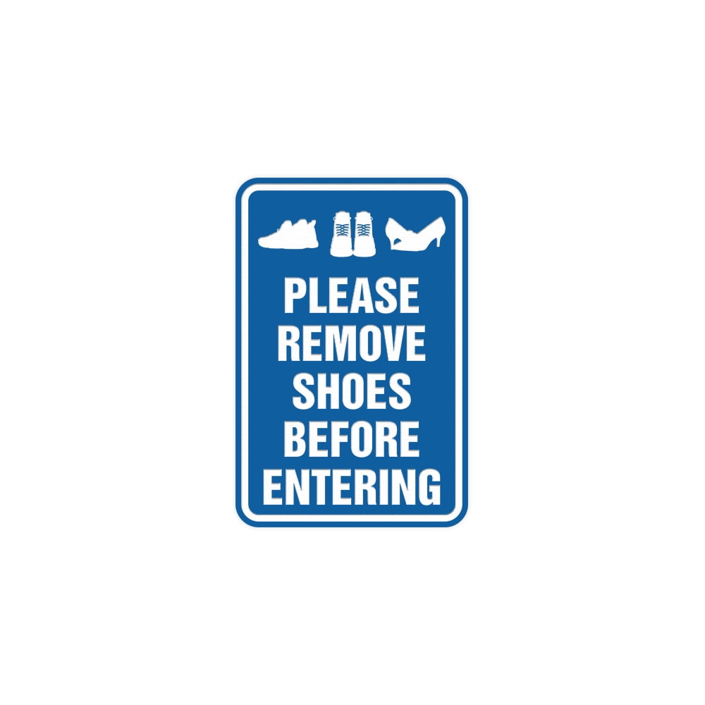 Portrait Round Please Remove Shoes Before Entering Sign (Blue) - Large ...