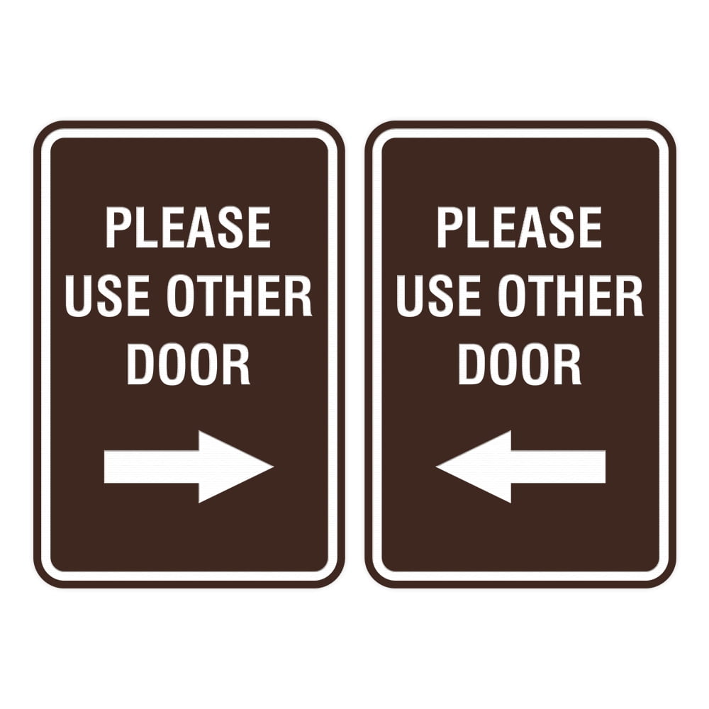 Portrait Round Please Use Other Door Sign Set (Dark Brown) - Medium 5 ...