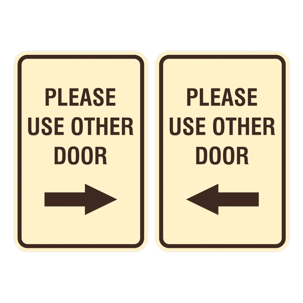 Portrait Round Please Use Other Door Sign Set (Ivory/Dark Brown ...