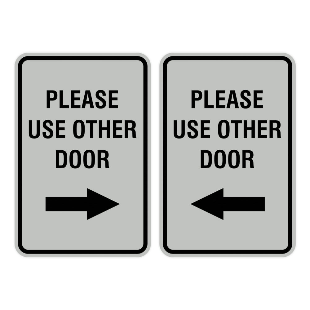 Portrait Round Please Use Other Door Sign Set (Lt Gray) - Large 6" x 8 ...