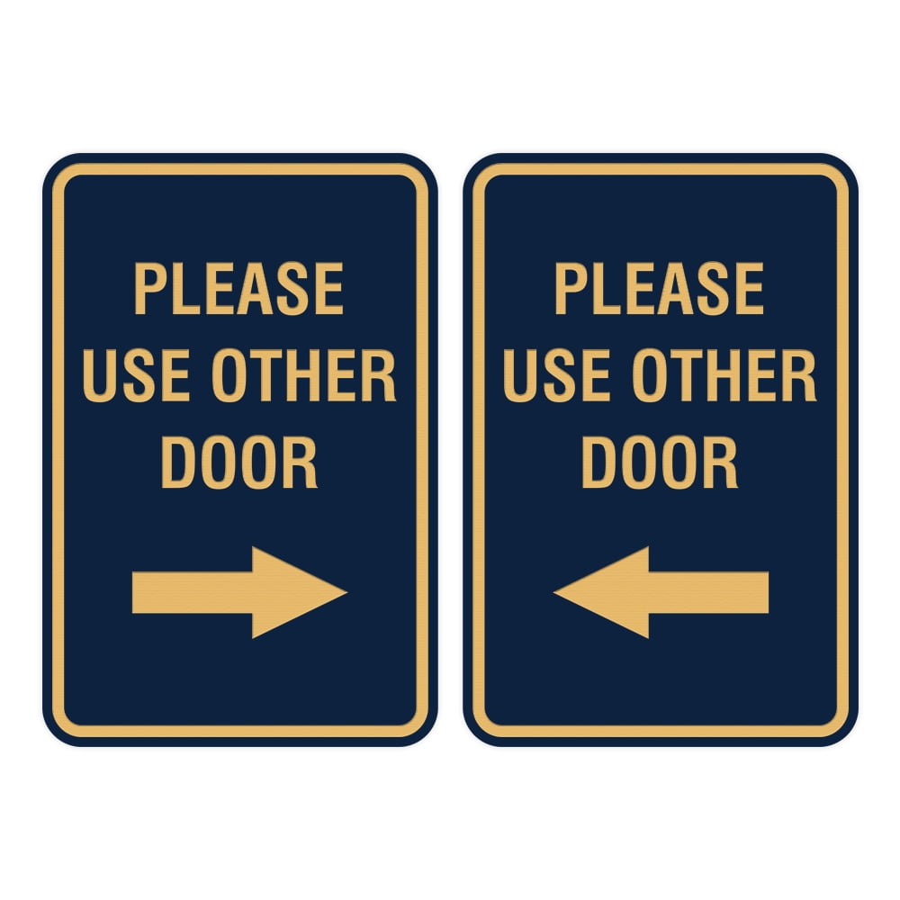 Portrait Round Please Use Other Door Sign Set (Navy Blue/Gold) - Medium ...