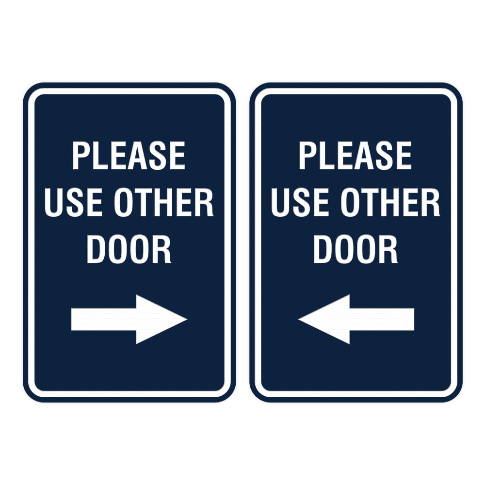 Portrait Round Please Use Other Door Sign Set (Navy Blue / White ...