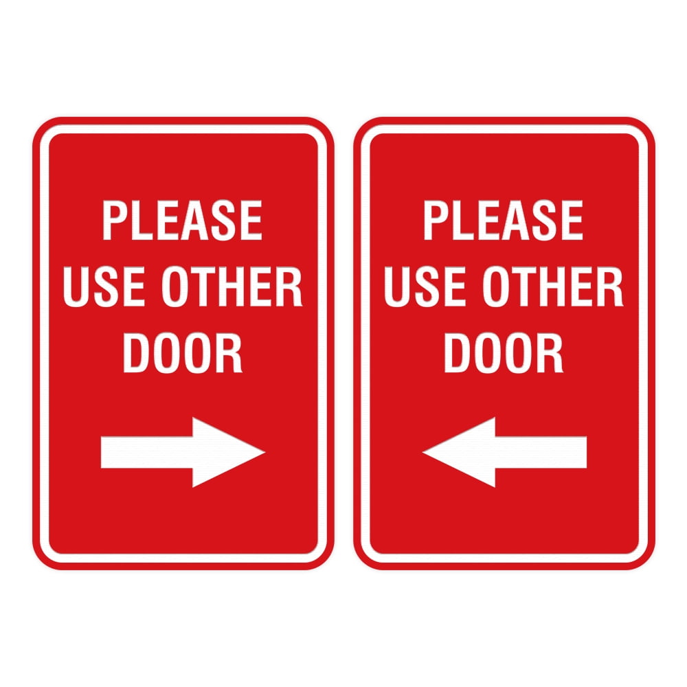 Portrait Round Please Use Other Door Sign Set (Red) - Medium 5" x 7 ...