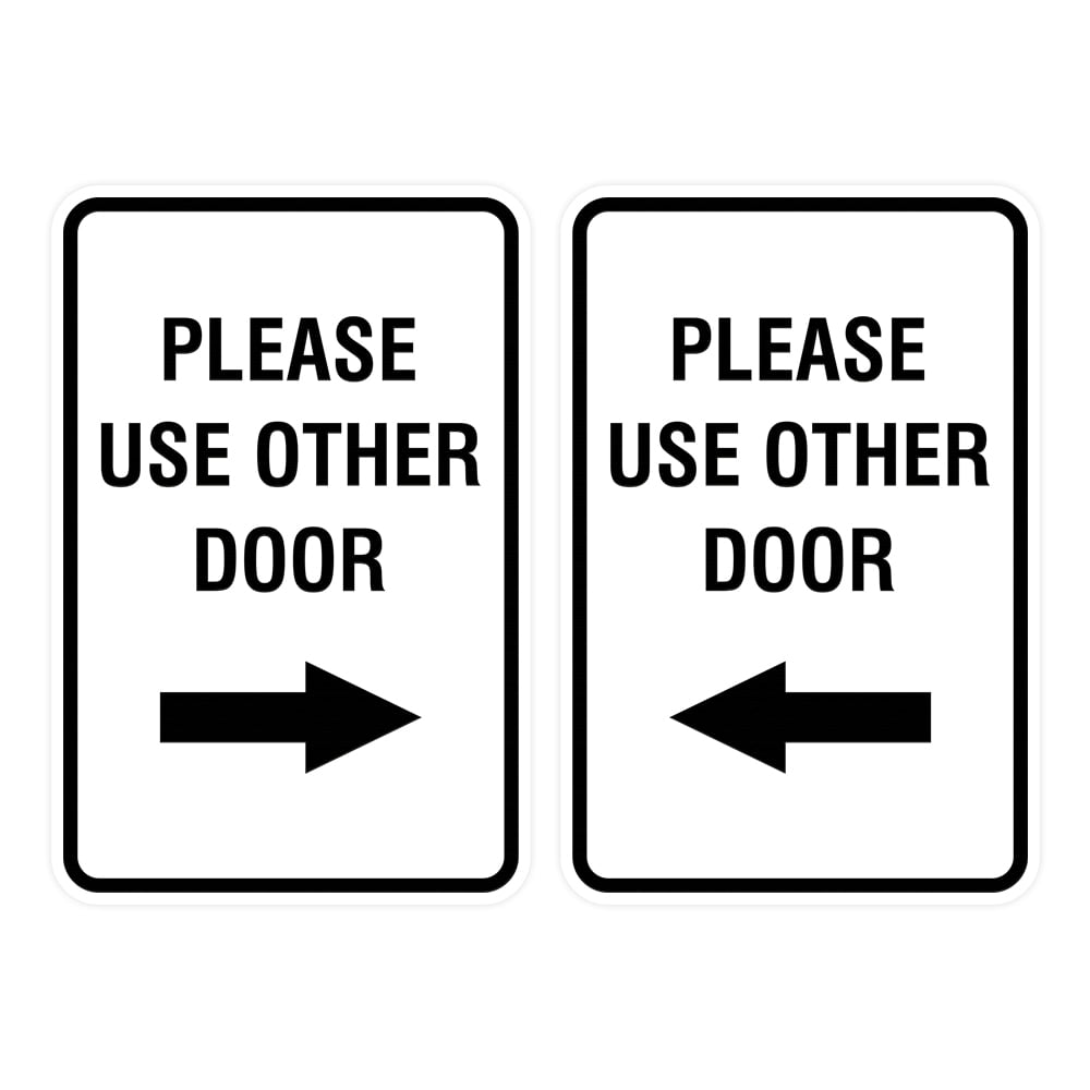 Portrait Round Please Use Other Door Sign Set (White) - Large 6" x 8 ...