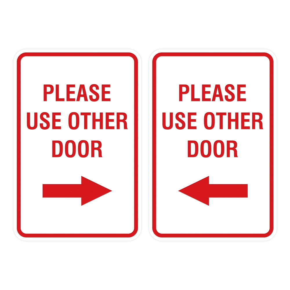 Portrait Round Please Use Other Door Sign Set (White/Red) - Large 6" x ...