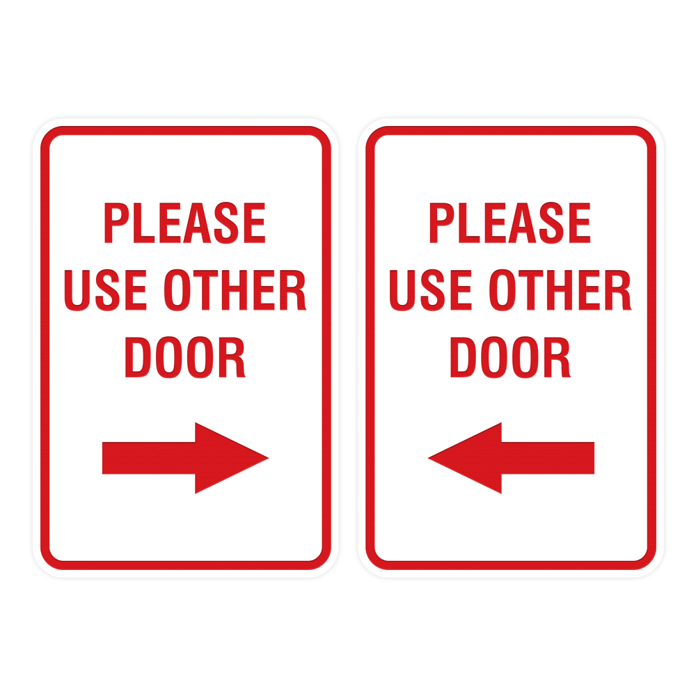 Portrait Round Please Use Other Door Sign Set White Large 6 X 8