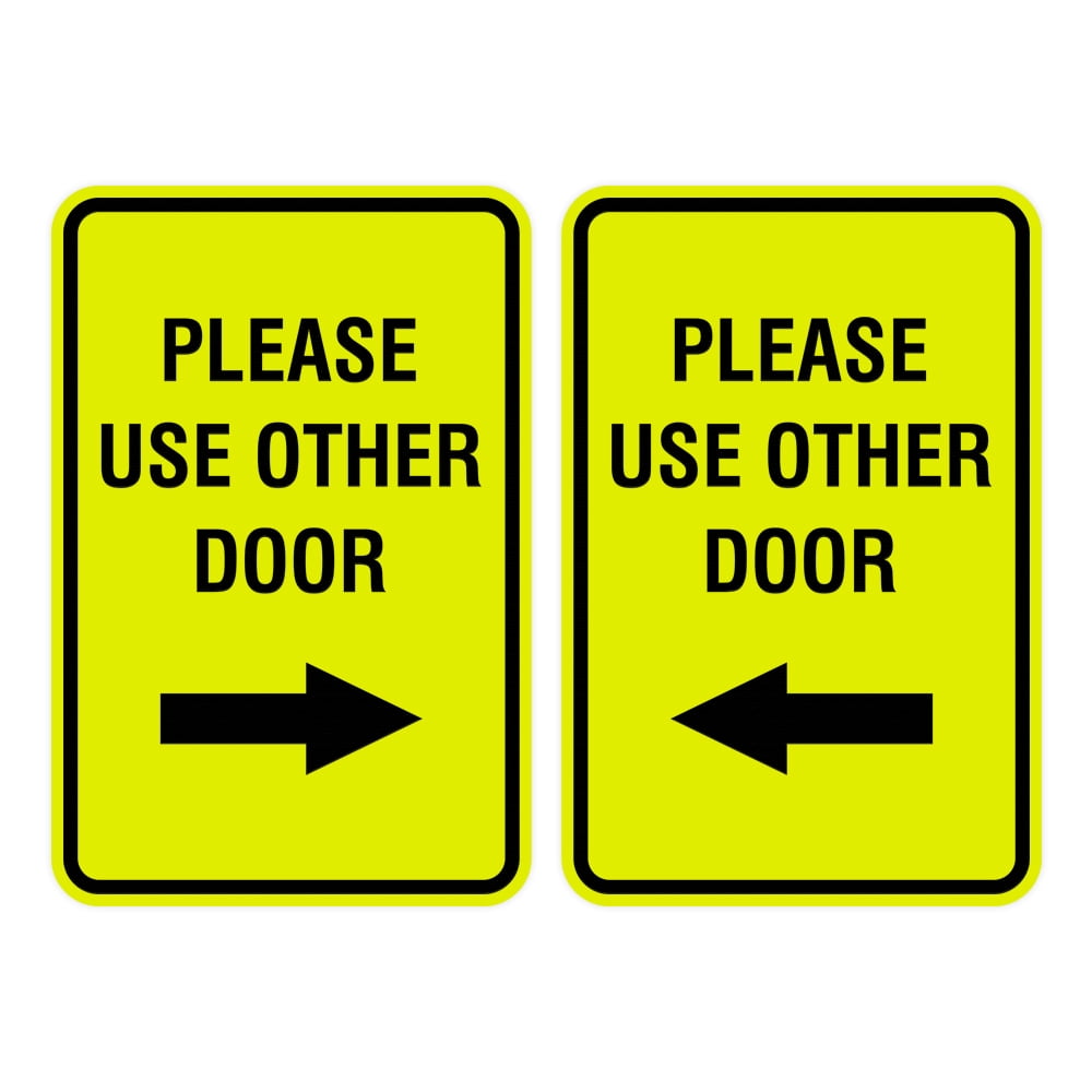 Portrait Round Please Use Other Door Sign Set (Yellow / Black) - Small ...