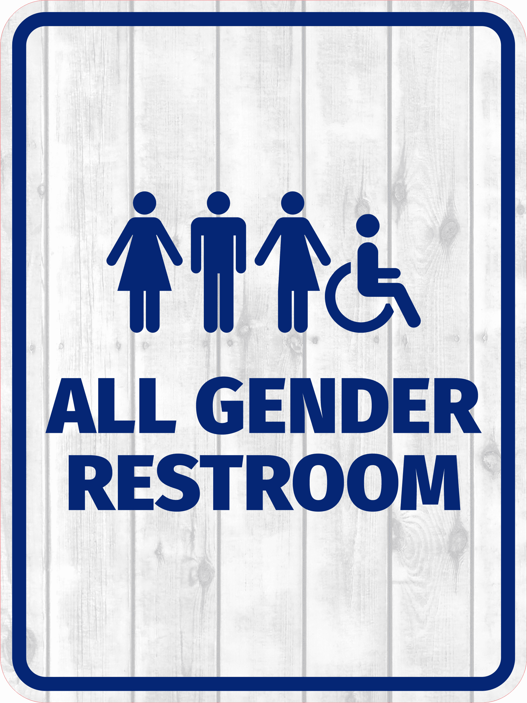 Portrait Round Plus All Gender Restroom Wall or Door Sign Easy ...