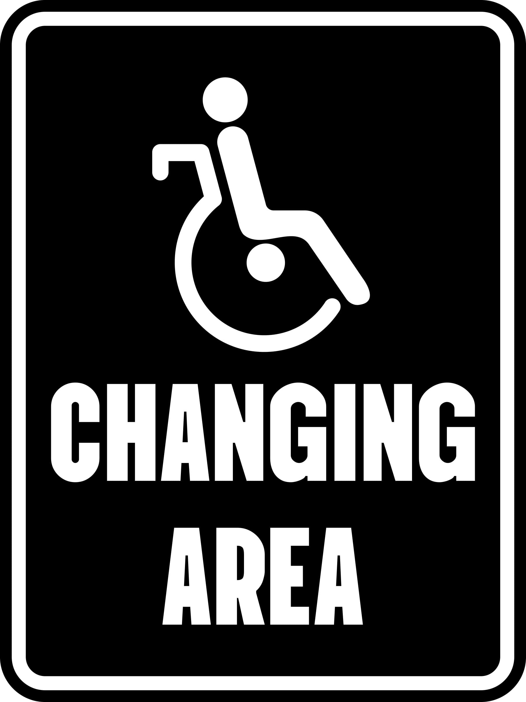 Portrait Round Plus Changing Area Wall or Door Sign | Handicapped ...