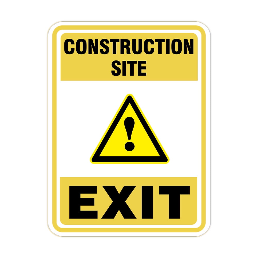Portrait Round Plus Construction Site Exit Wall or Door Sign | Health ...
