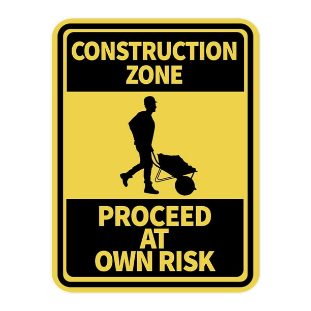 Portrait Round Plus Construction Zone Proceed At Own Risk Wall or Door ...