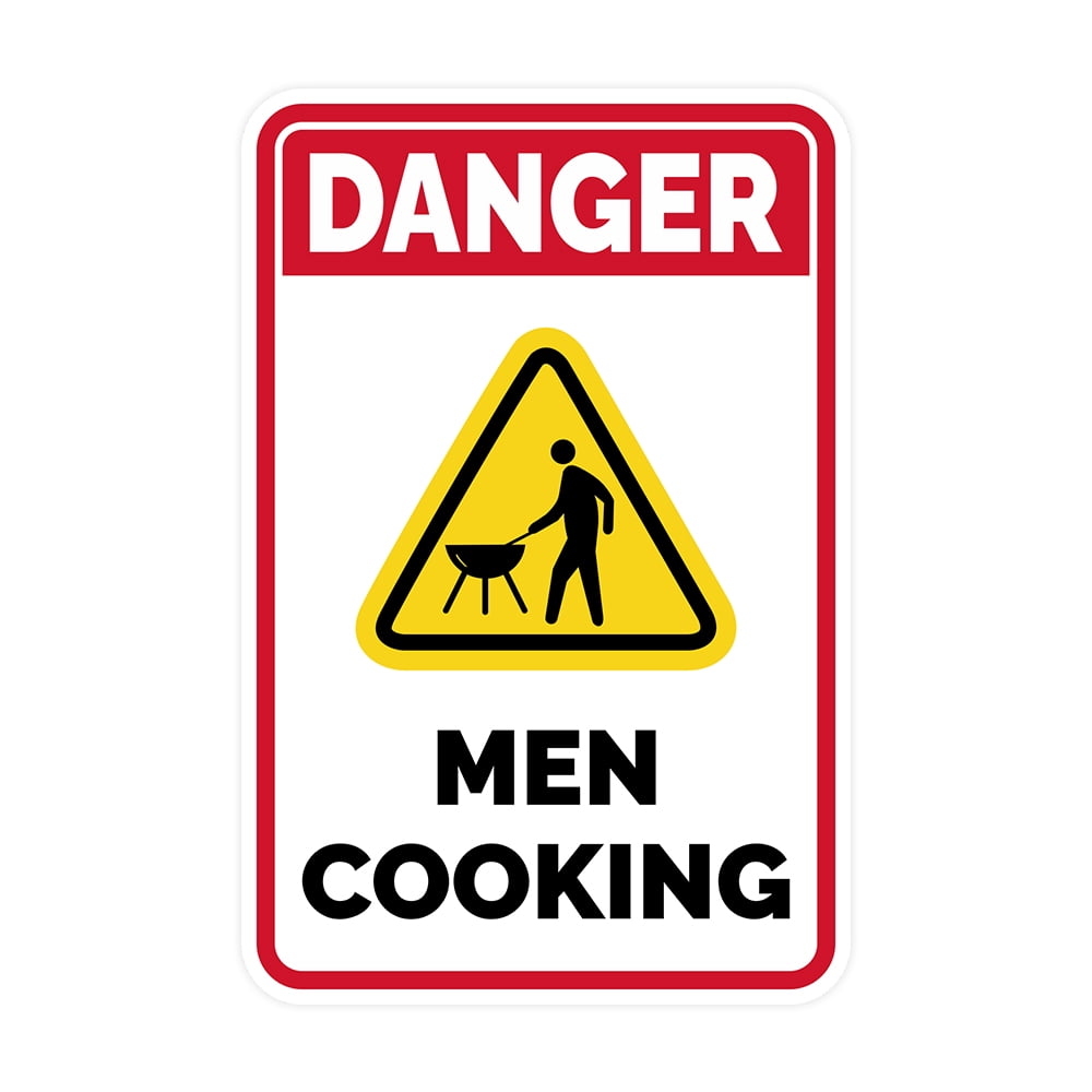 Portrait Round Plus Danger Men Cooking (BBQ) Wall or Door Sign | Easy ...